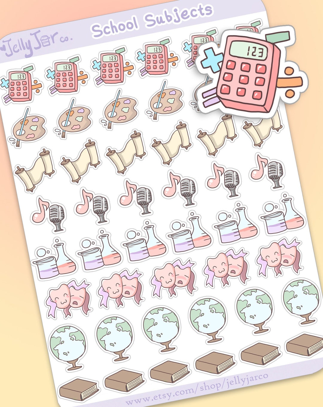School Subjects Calendar Planner Agenda Stickers - Etsy