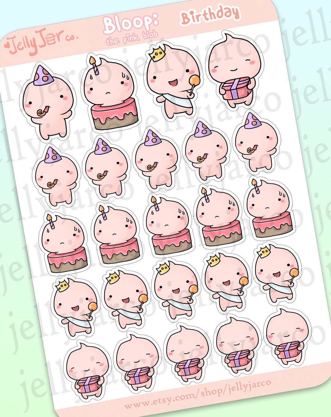 Bloop Birthday Celebration Cake Present Holiday Planner Stickers - Etsy