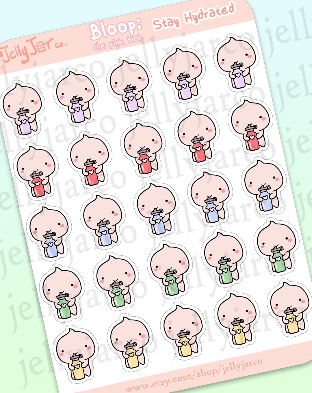 Bloop Water Tracker Stay Hydrated Planner Stickers - Etsy