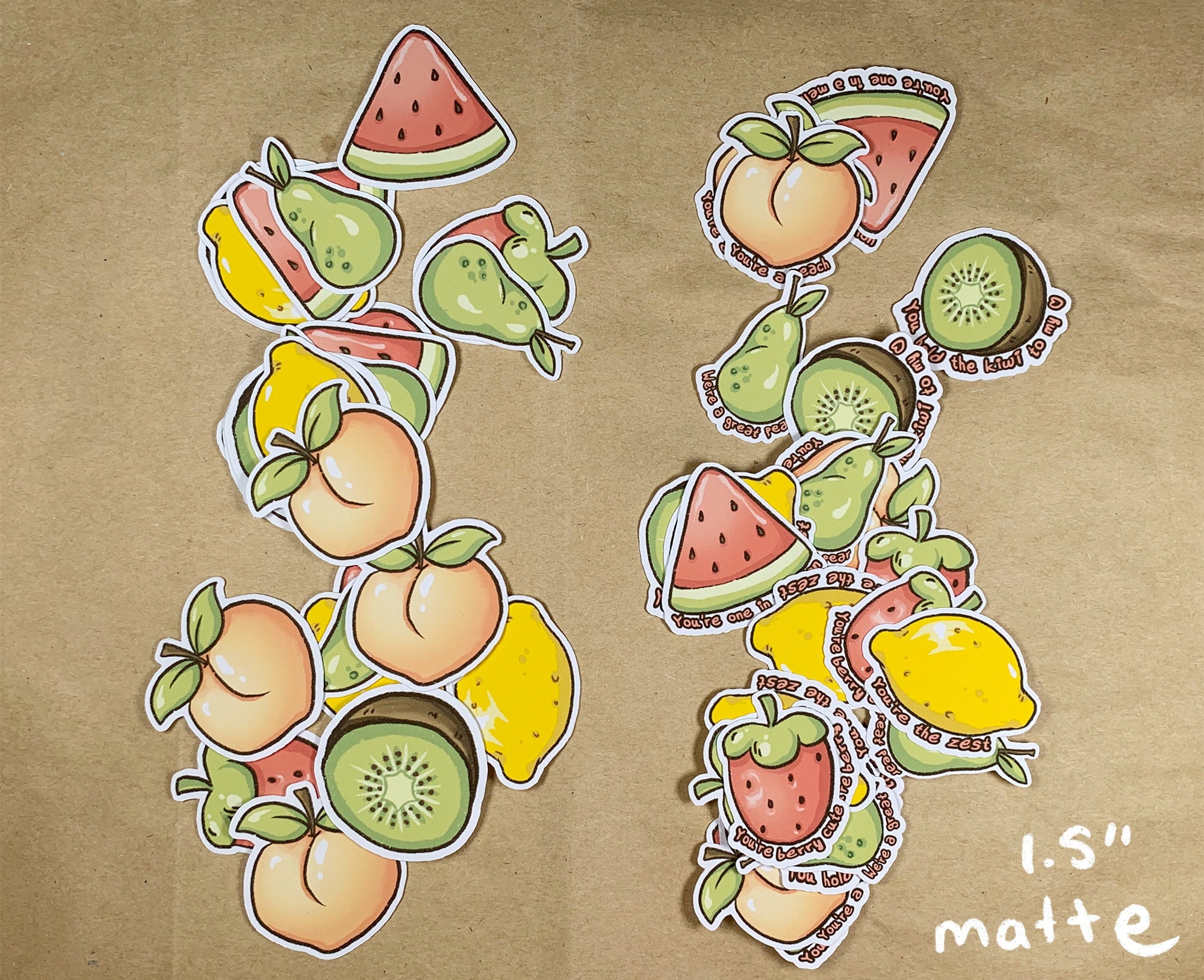 6 Cute fruit puns decal vinyl waterbottle laptop stickers | Etsy