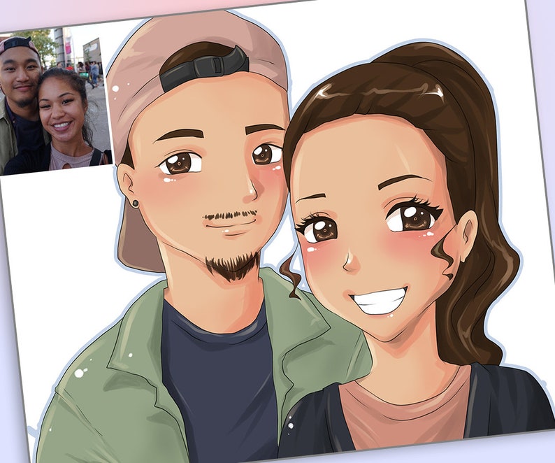CGI Digital Personalized Couple Colored Anime Customized | Etsy