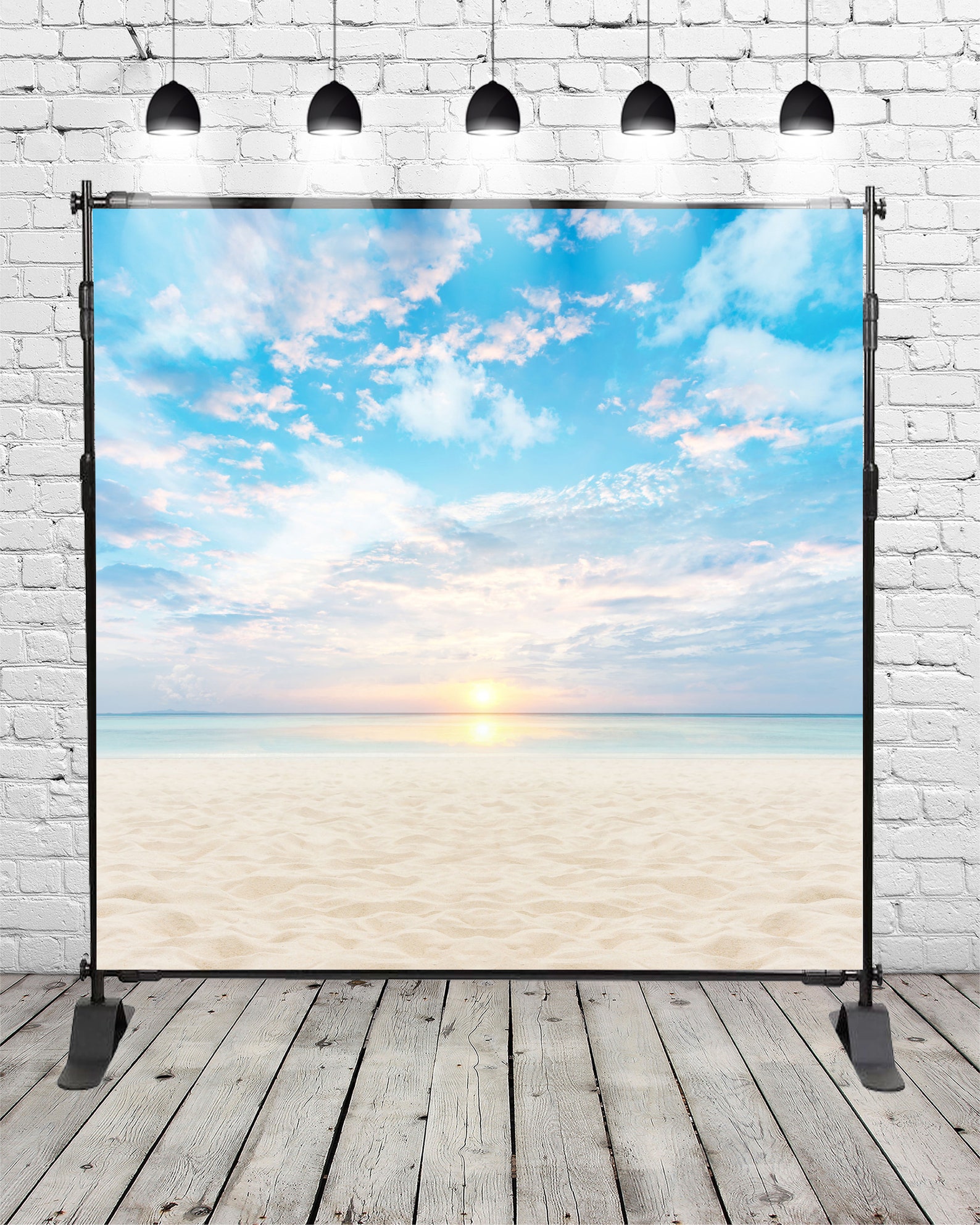 Sunset Summer Beach Sea Ocean Photo Backdrops Booth Blue Sky and White ...