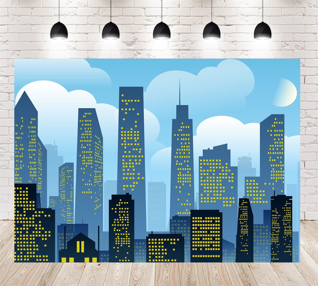 City Skyline Photography Backdrop: Birthday Party Photo Booth Prop - Etsy