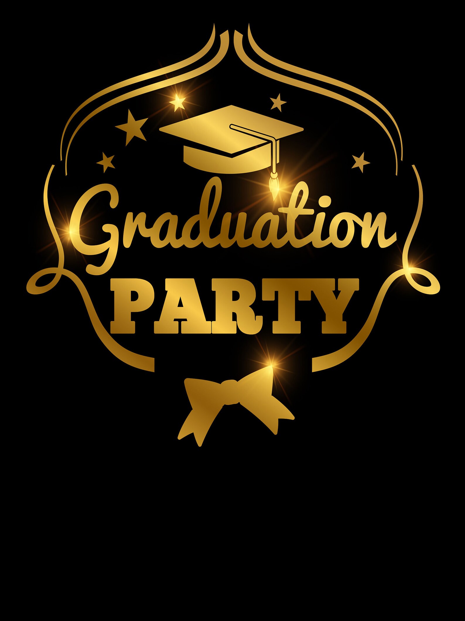 Golden Graduation Hat Glittering Stars Photo Backdrops Personalize ...