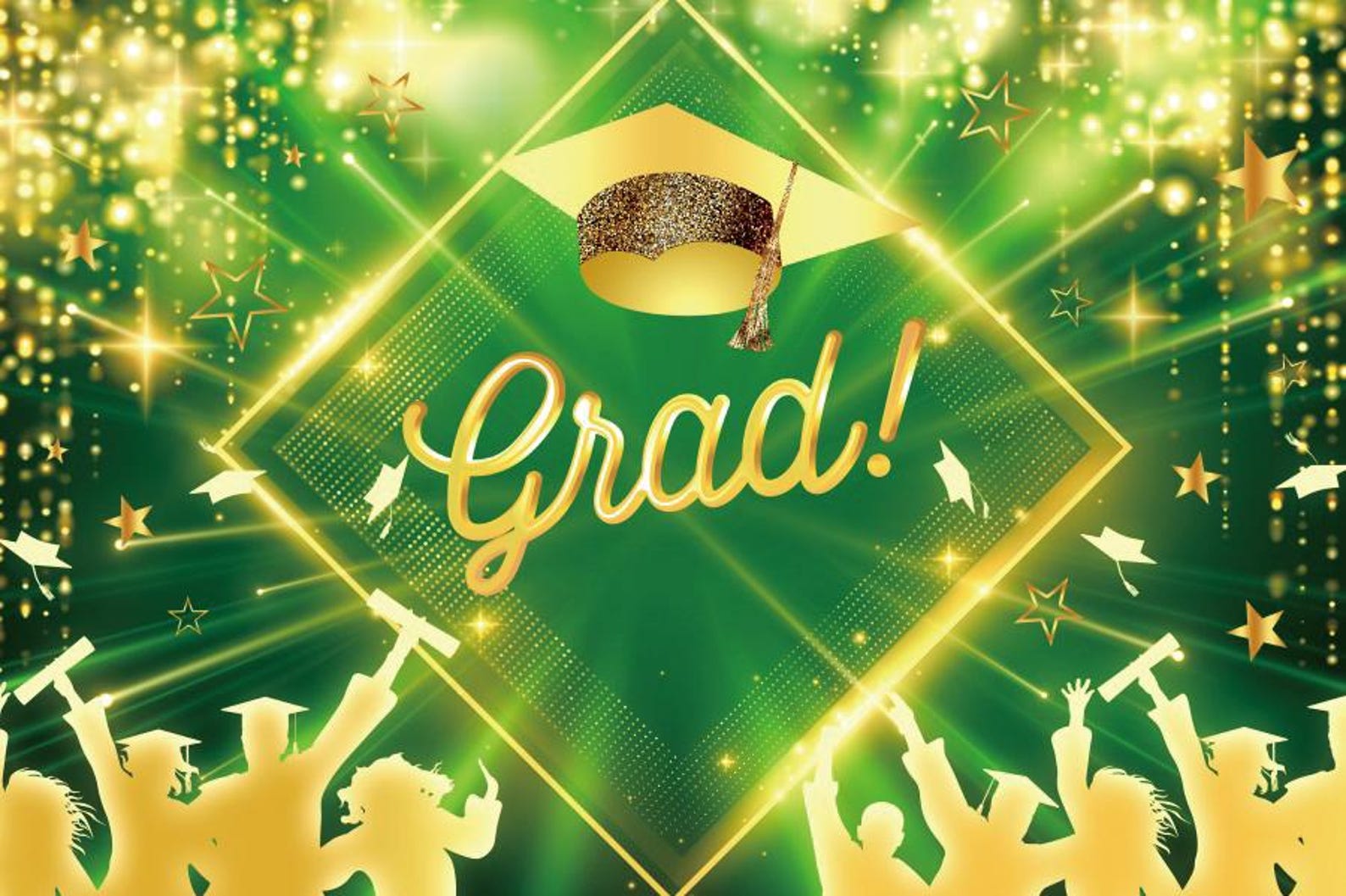 Graduation Backdrops Party Green Light Booth Photography Gold ...