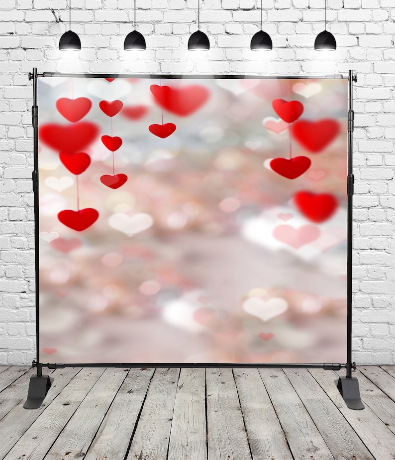 Valentine's Day Hanging Red Heart Photo Backdrops Booth Bokeh Spots ...