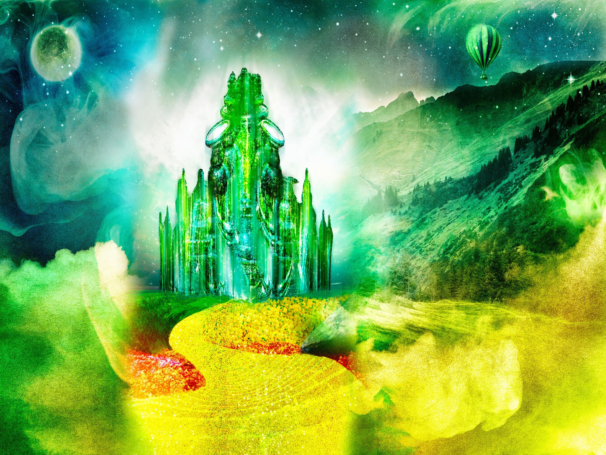 Night Emerald City Photo Backdrops Booth Photography Fantasy Universe ...