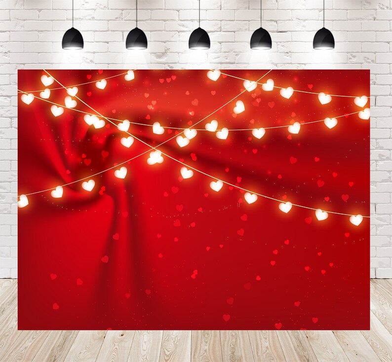 Valentine's Day Shining Love Heart Lights Photo Backdrops Booth ...