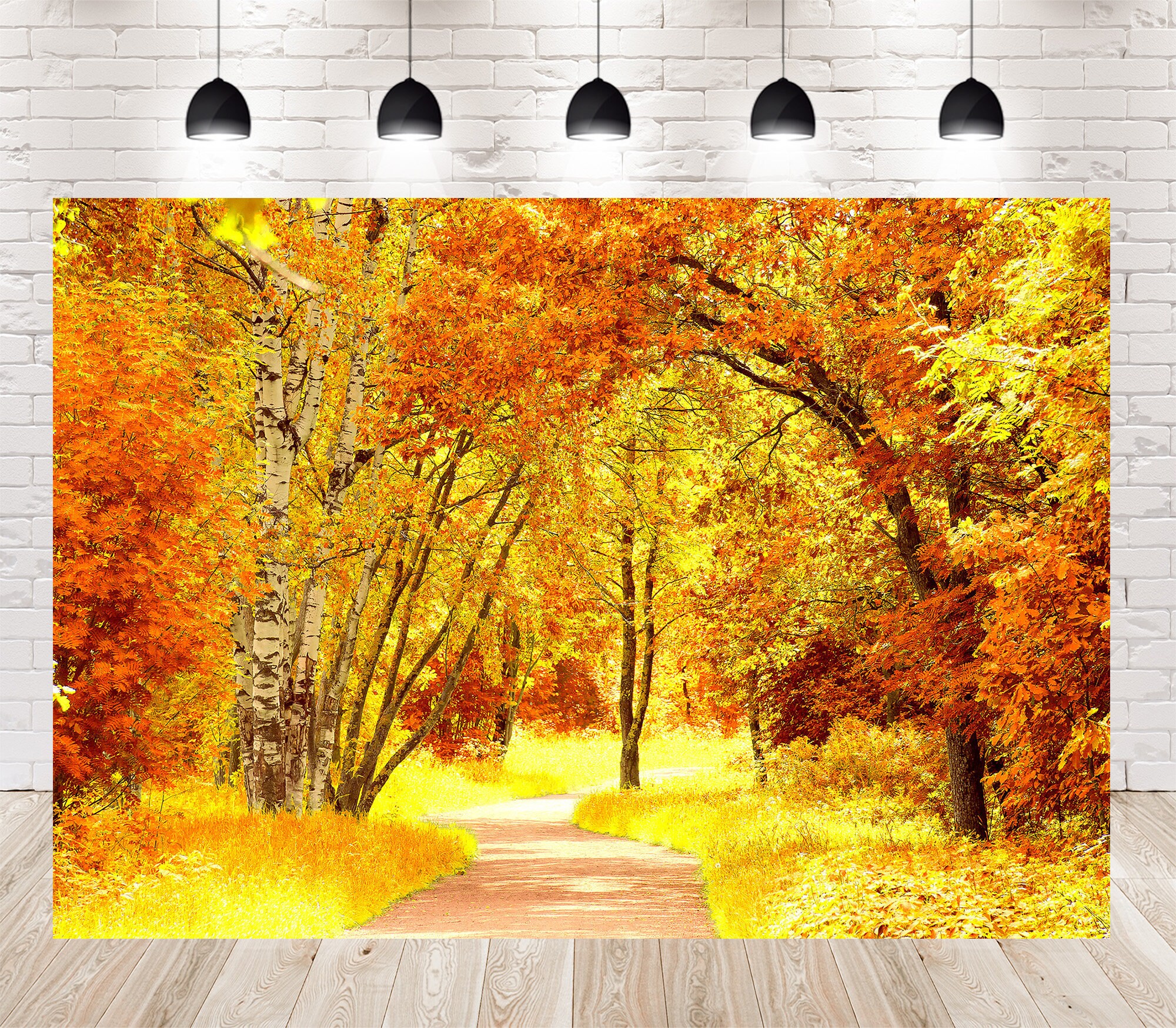Autumn Outdoor Road Photo Backdrops Booth Beautiful Maple Trees Photo ...