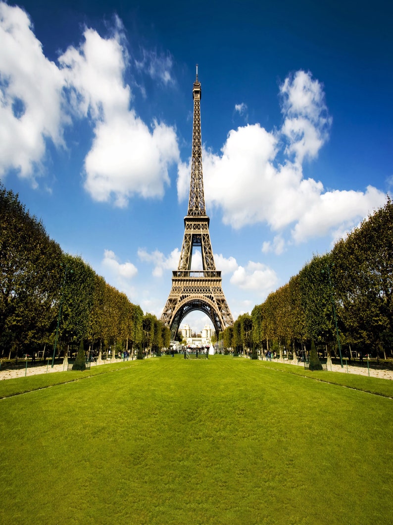 Eiffel Tower Building Outdoors Photo Backdrops Booth Blue Sky and White ...