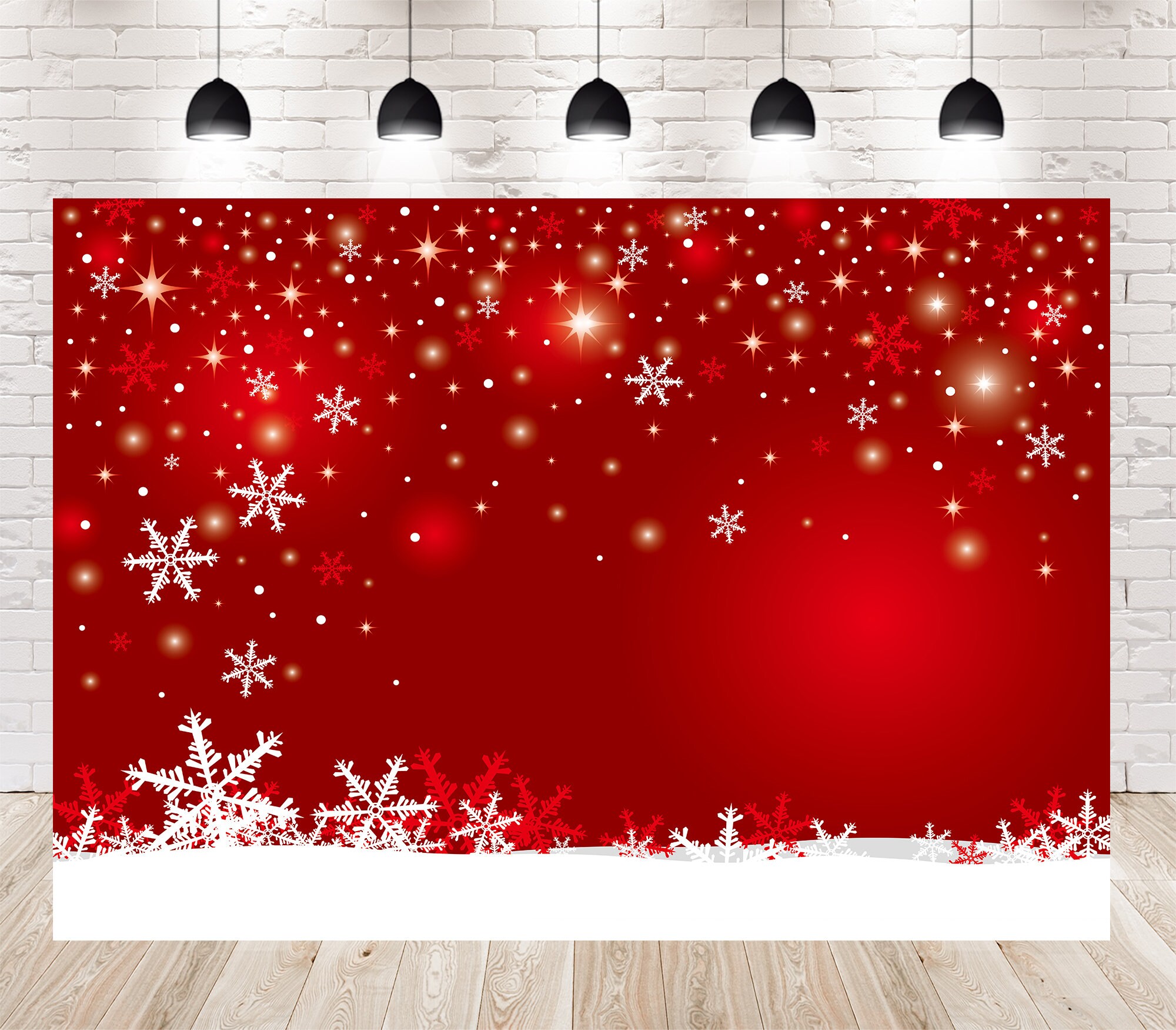 Christmas Snowflake Photo Backdrops Booth Photography Red New Year ...