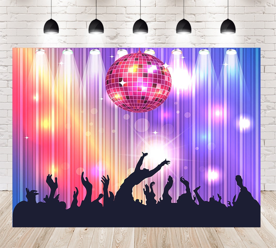 Night Lights Disco Stage Birthday Banner Photo Backdrops Booth ...