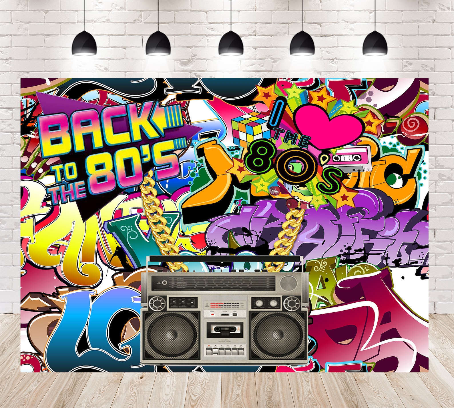 80s Graffiti Photo Backdrop: Colorful Birthday Party Booth Prop - Etsy