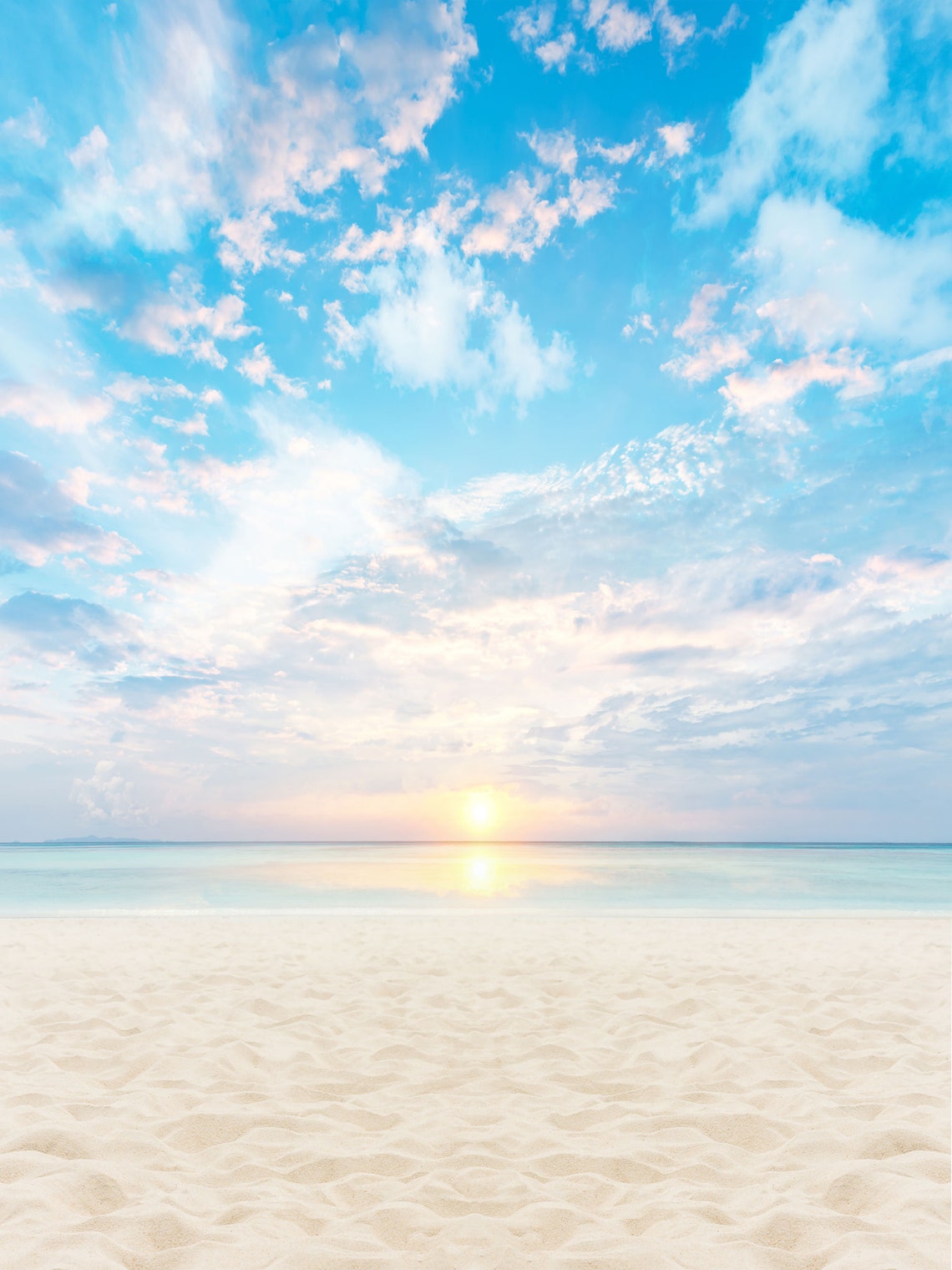 Sunset Summer Beach Sea Ocean Photo Backdrops Booth Blue Sky and White ...