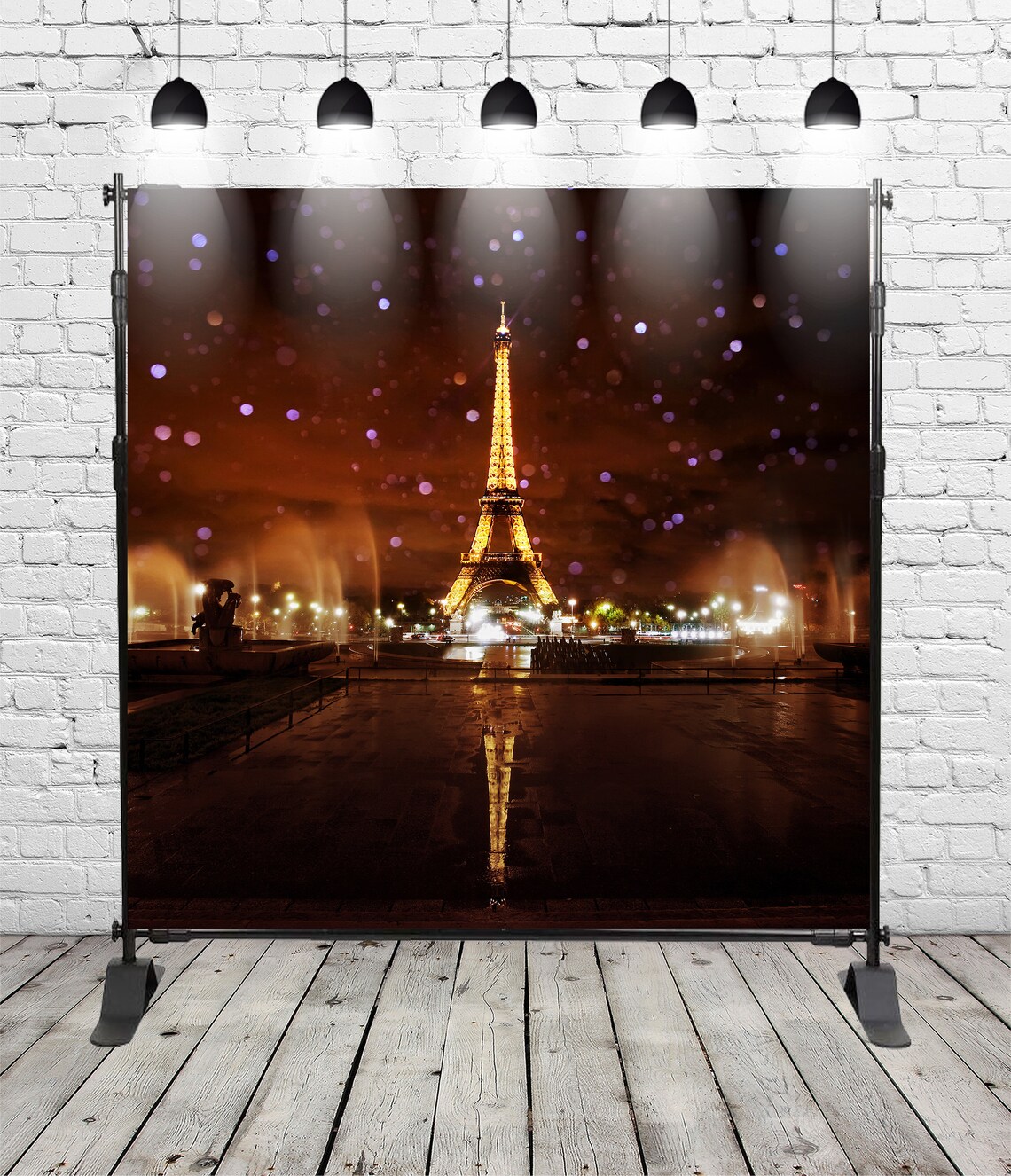 Night Light Paris Eiffel Tower Photo Backdrops Booth Bokeh Spot ...