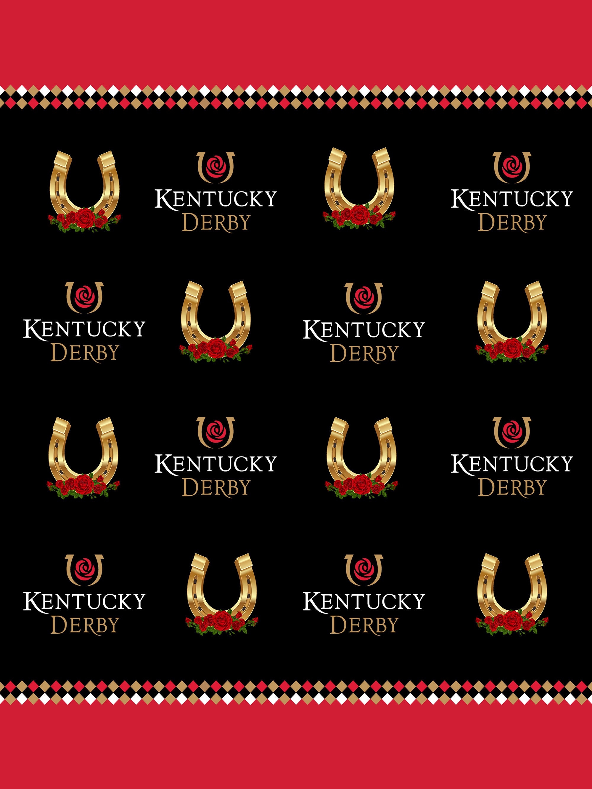 Kentucky Derby Red Roses Flowers Photo Backdrops Booth Black Golden ...
