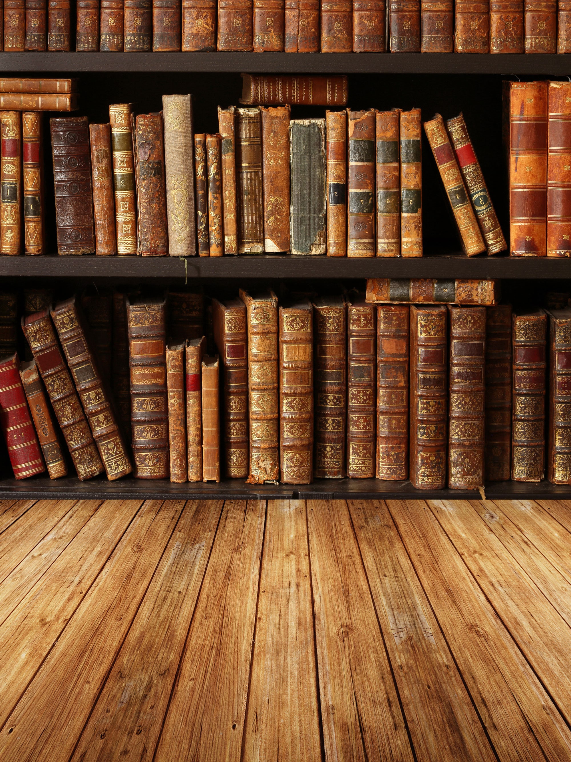 Retro Books and Bookshelf Photo Backdrops Booth Wooden Floor ...