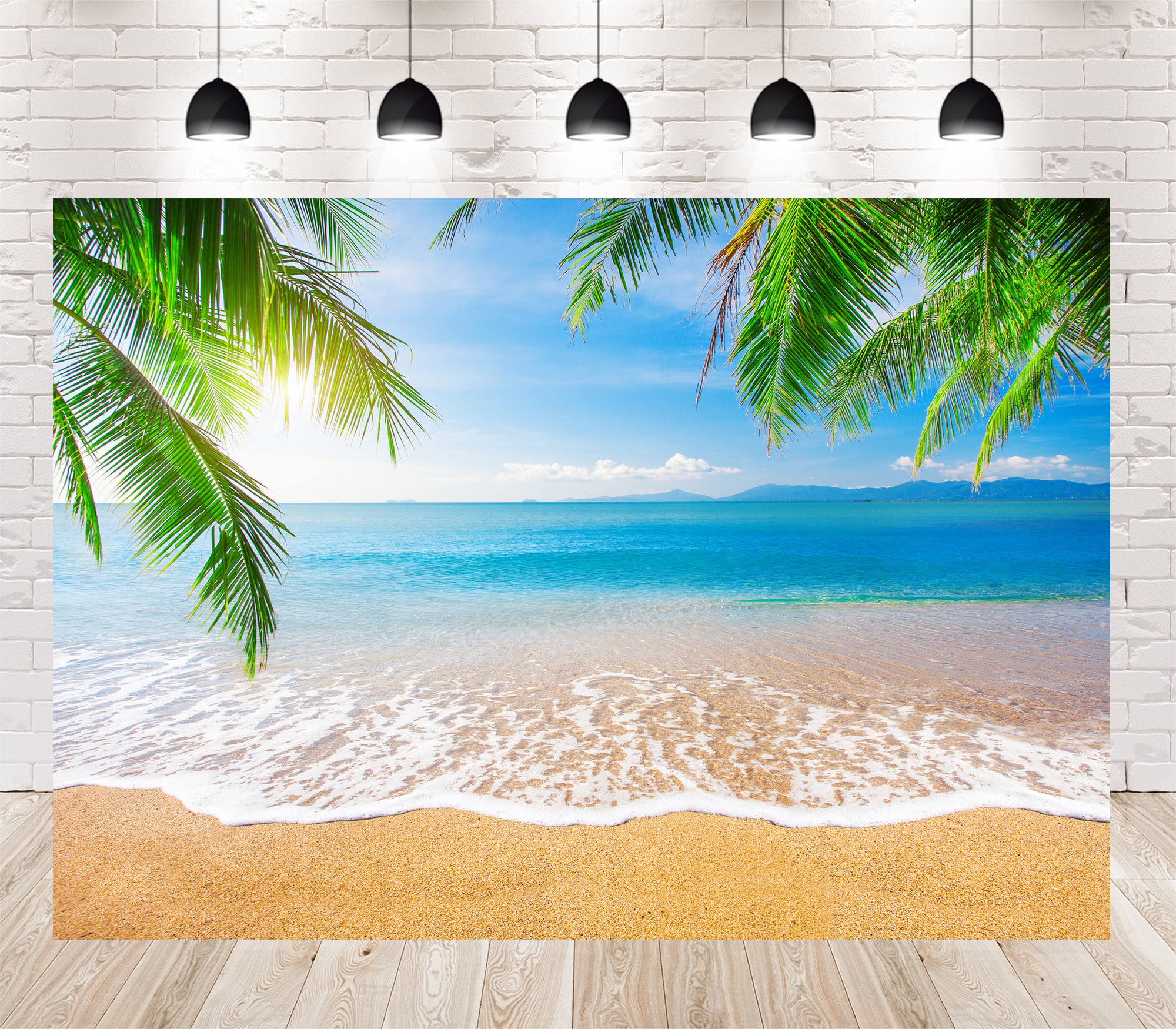 Coconut Palm Trees Tropical Beach Photo Backdrops Booth Photography Sky ...