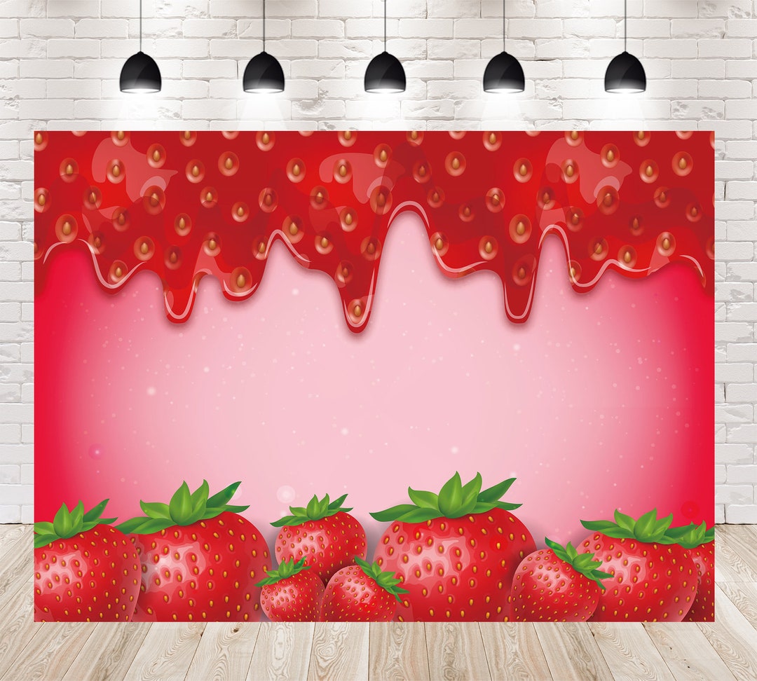 Red Strawberry and Strawberry Jam Photo Backdrops Baby Shower Booth ...