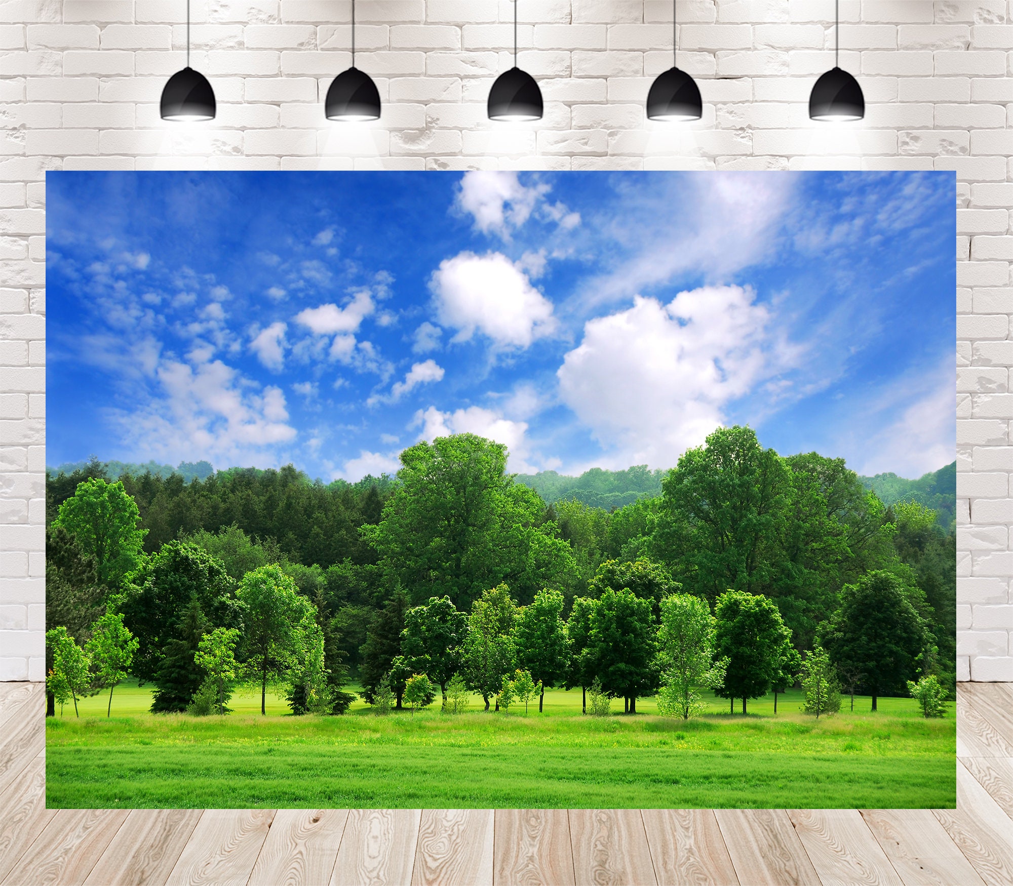Spring Sunny Photo Backdrops Booth Photography Green Trees Studio Blue ...