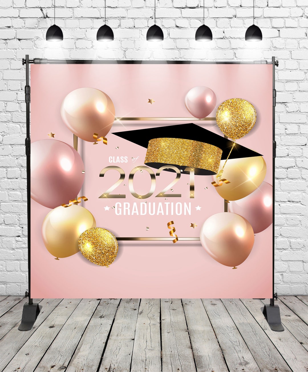 Class of 2021 Graduation Banner Photo Backdrops Booth Photography Gold ...