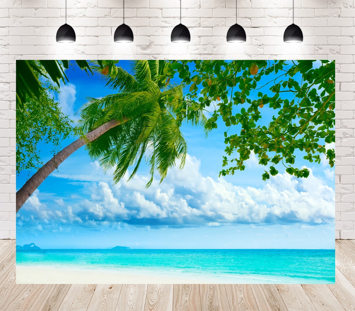 Beautiful Tropical Beach Palm Tree Photo Backdrops Booth Photography ...