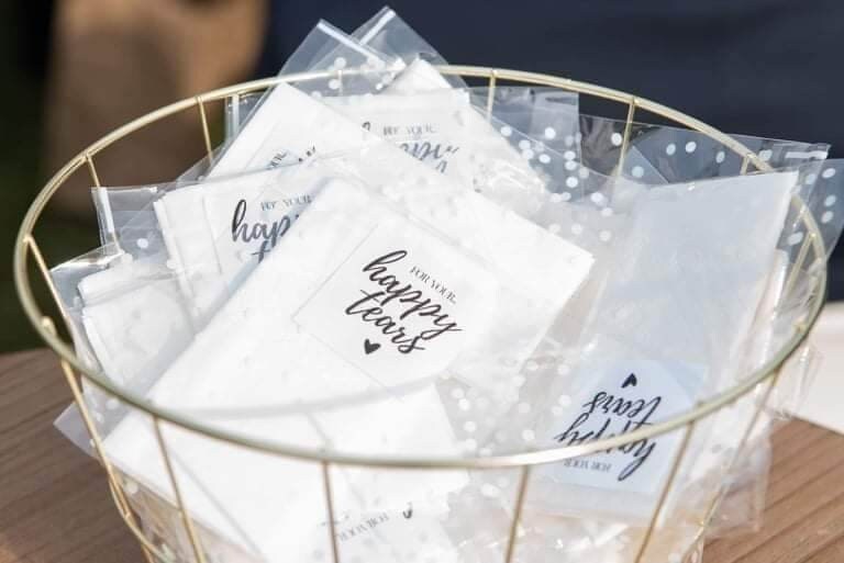 Set of 50 Packs Preassembled Happy Tears Tissue Packs Wedding Favor ...