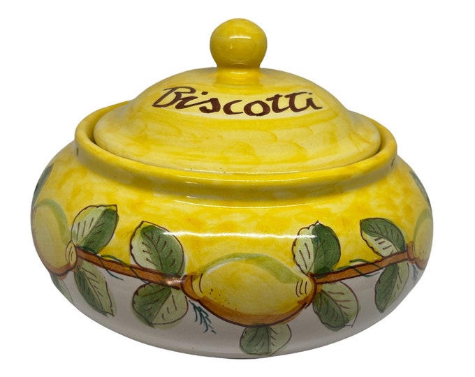 Cookie Jar With Lid | Hand Painted Lemon Design | Italian Ceramic ...