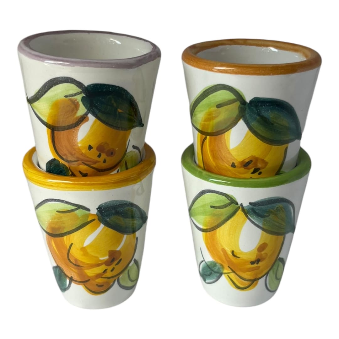 Limoncello Glass Set of 4 Ceramic Liqueur Cups Limoncello Lover Gift ...