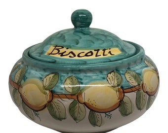 Biscotti Cookie Jar, Vintage, Italian Style, Glazed Ceramic, Hand ...