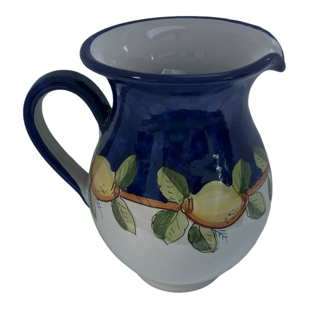 Italian Ceramic Wine Pitcher Decorated Lemon Made in Italy - Etsy
