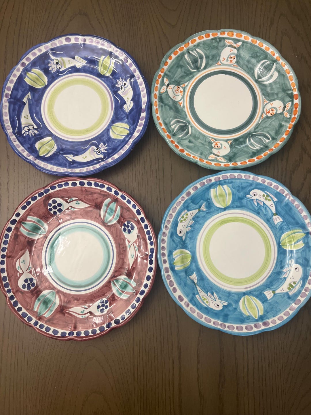 Handmade Italian Ceramic Dinner Plates: Fish Design, Set of 4 - Etsy