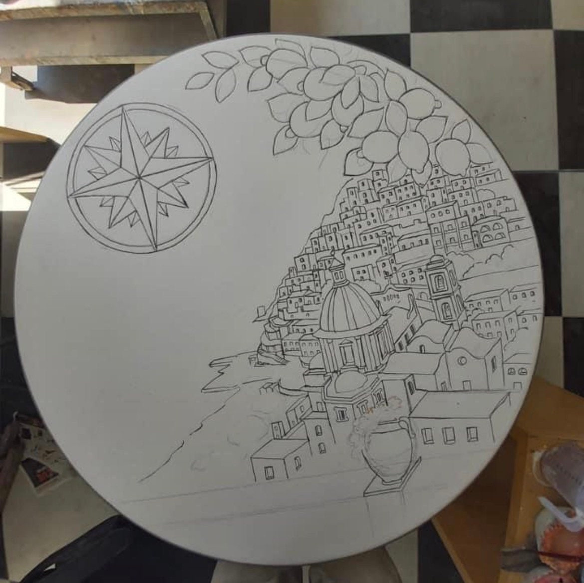 Positano Landscape Lava Stone Table Hand Painted Table All - Etsy