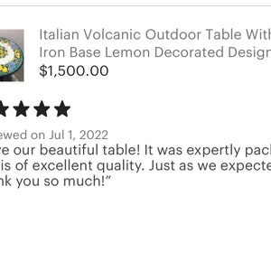 Italian Volcanic Outdoor Table With Iron Base Lemon Decor - Etsy