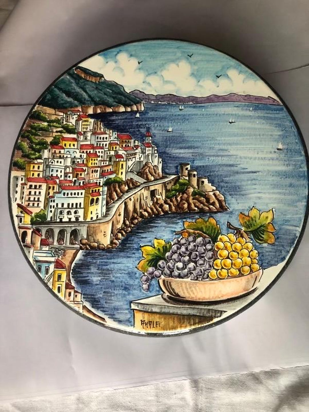 Italian Volcanic Outdoor Table With Amalfi Landscape, Includes Iron ...