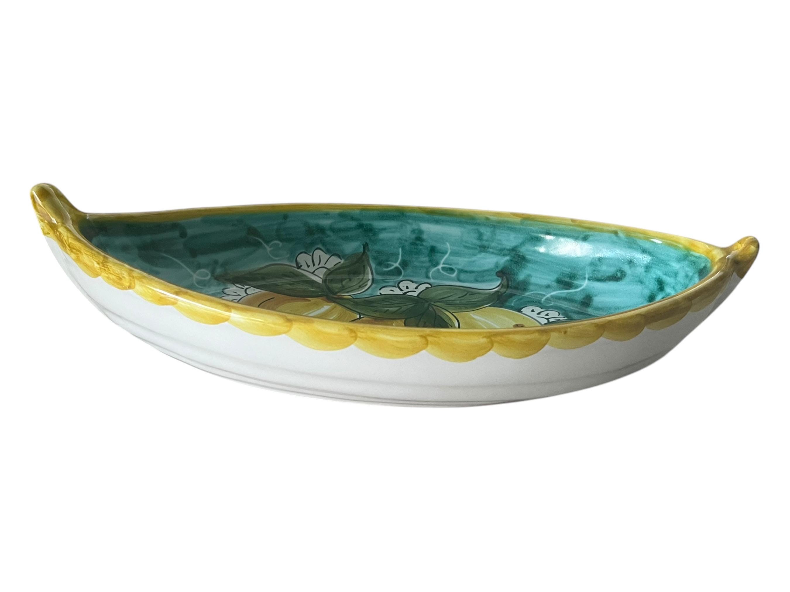 Ceramic Boat Platter: Hand-painted Lemon Pottery, Made in Italy - Etsy