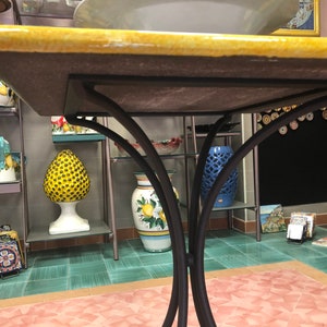Italian Volcanic Outdoor Table With Iron Base Blue Lemon Decorated ...