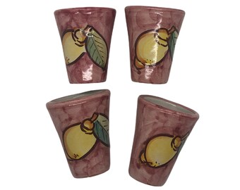 Limoncello Glass Set Four Ceramic Liqueur Cups Homemade Limoncello Gift ...