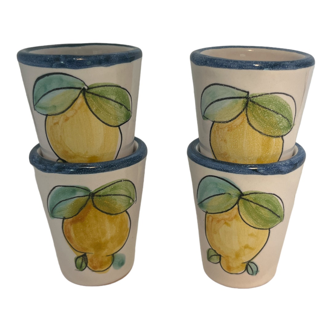 Limoncello Glass Set | Lemon Ceramic Liqueur Cups| Limoncello Lover ...
