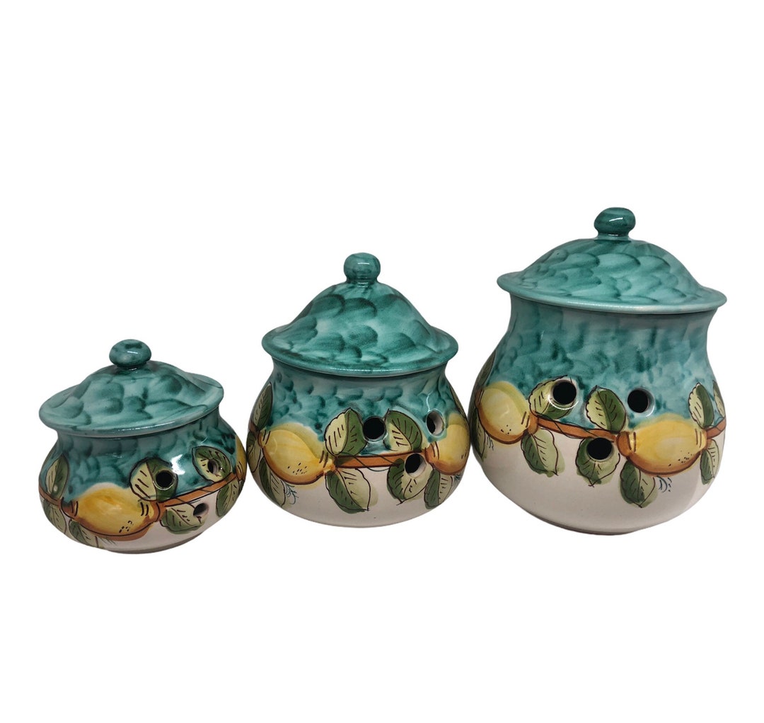 Italian Ceramic Garlic Onion Jar Made in Italy - Etsy