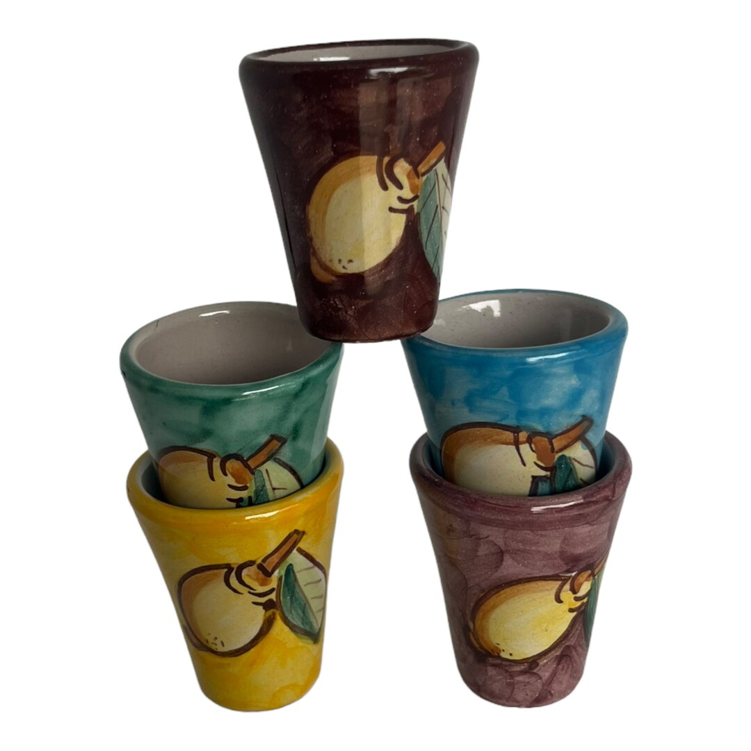 Ceramic Limoncello Glass Set of 5 Made in Italy Gift Set for - Etsy