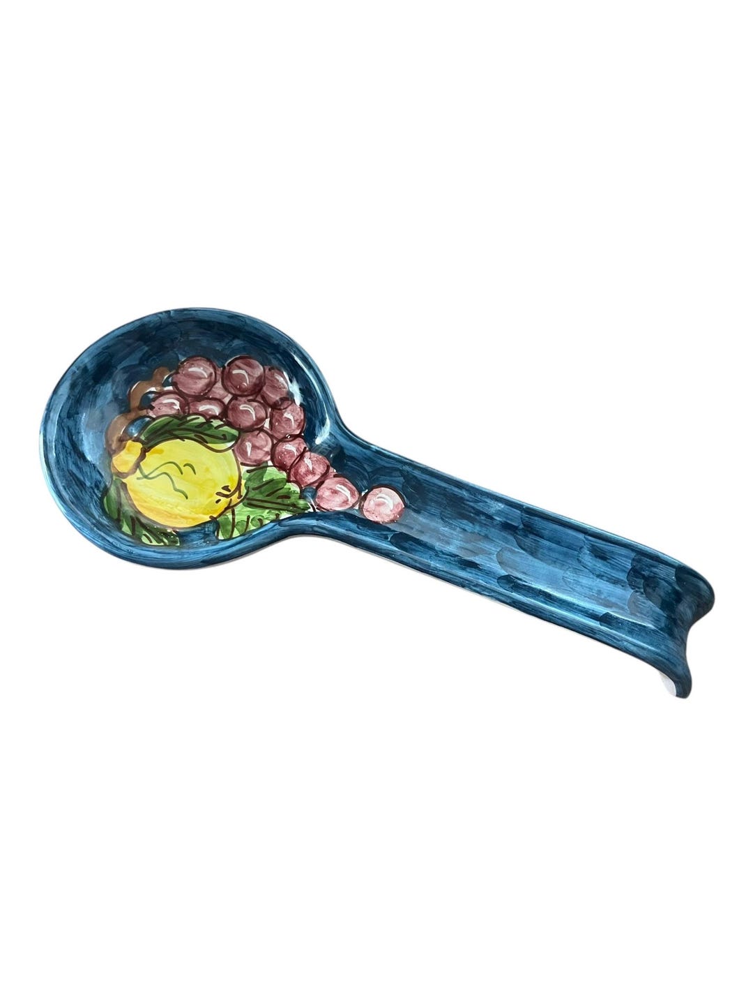 Hand-painted Ceramic Spoon Rest: Lemon & Grape Motif, Italian Decor - Etsy