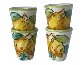 Limoncello Glass Set | Lemon Ceramic Liqueur Cups| Limoncello Lover ...