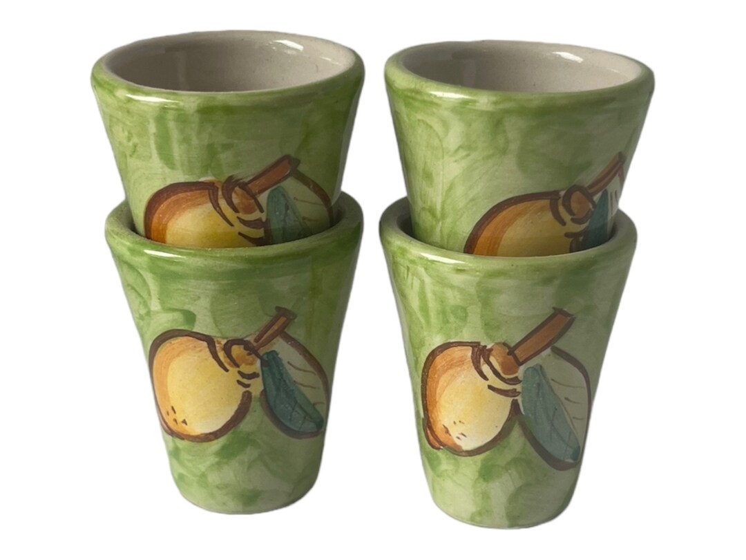 Limoncello Glass Set | Lemon Ceramic Liqueur Cups| Limoncello Lover ...