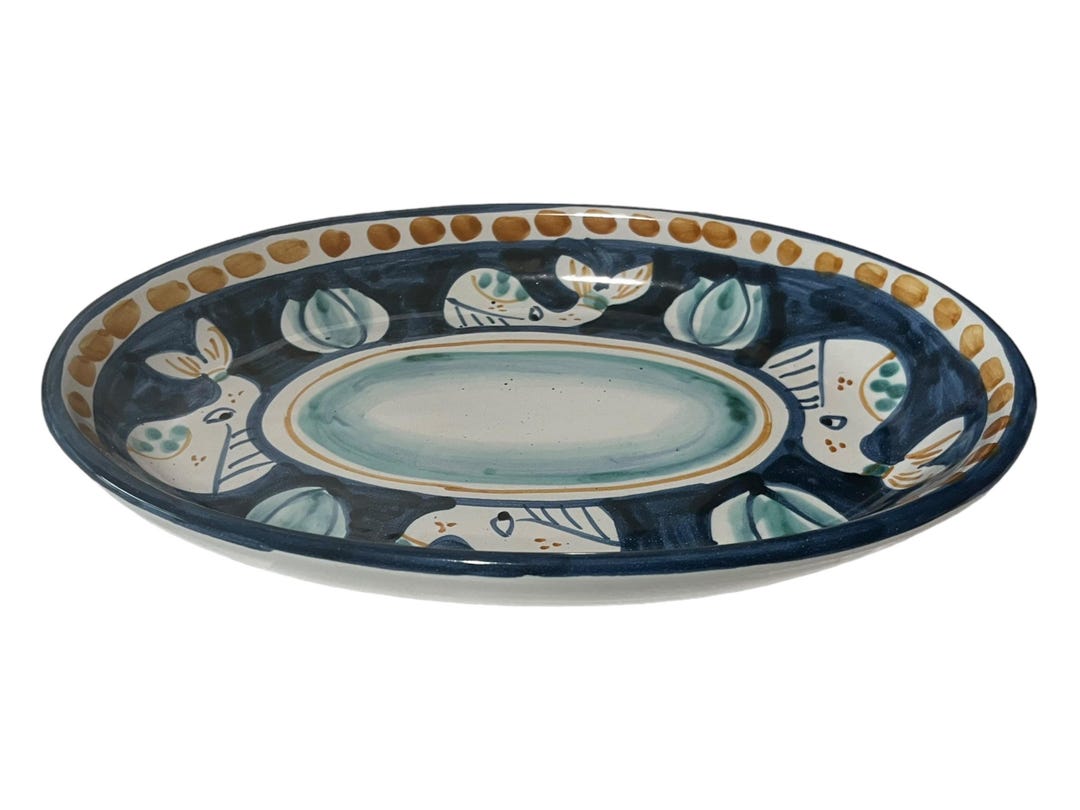 Ceramic Oval Platter | Vietri Style Pottery |appetizer Plate | Oval ...