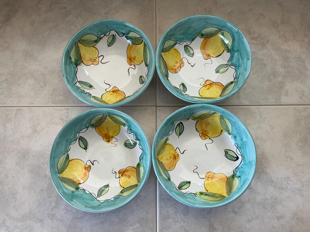 Lemon Ceramic Bowls Set: Italian Pottery, 6" Handmade Bowls - Etsy