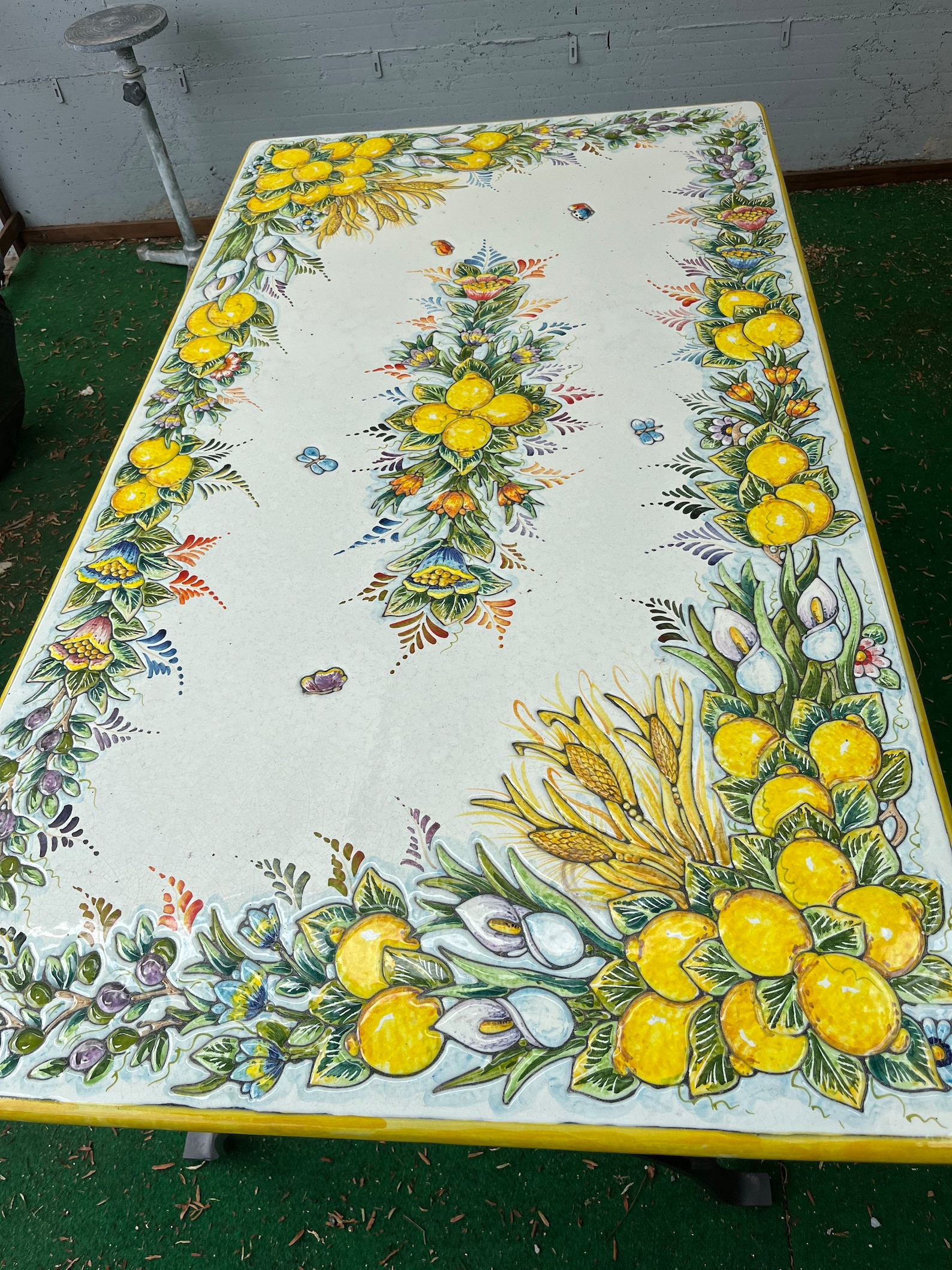 Italian Volcanic Outdoor Table With Iron Base Lemon Decor - Etsy