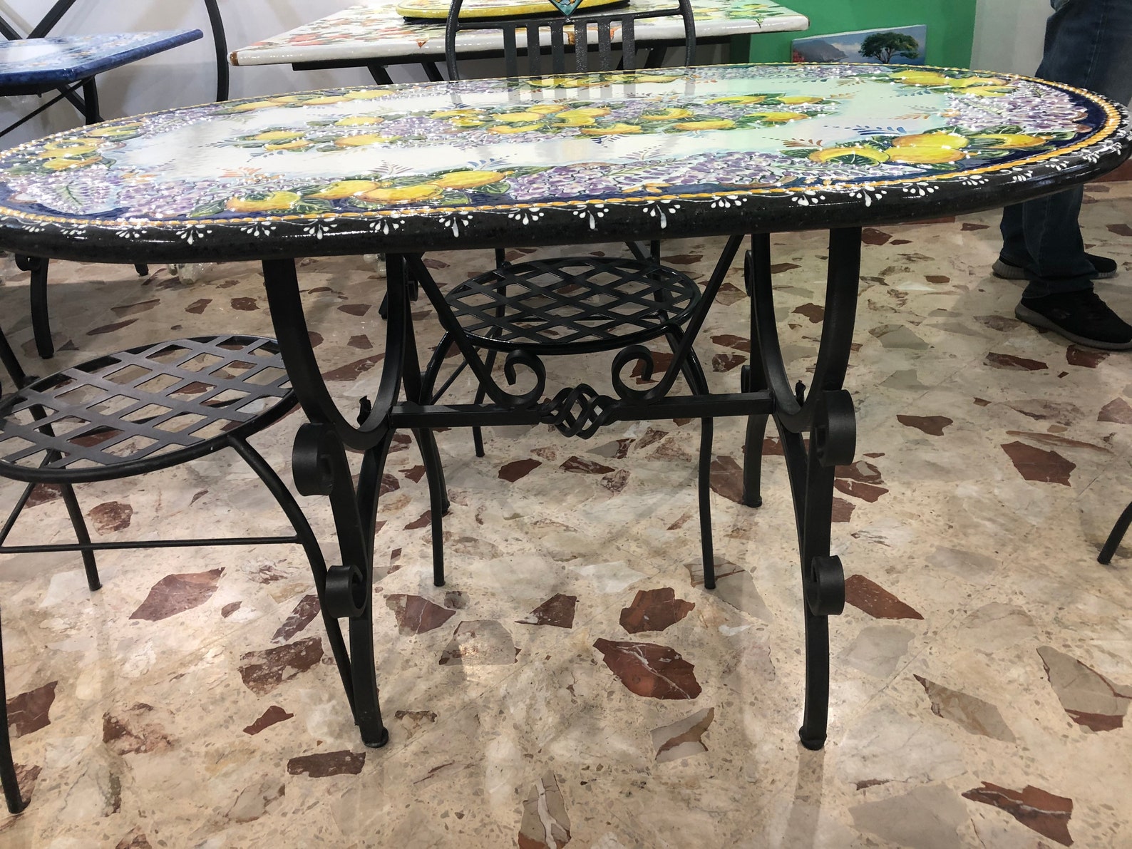 Italian Volcanic Outdoor Table With Iron Base Lemon Decor - Etsy