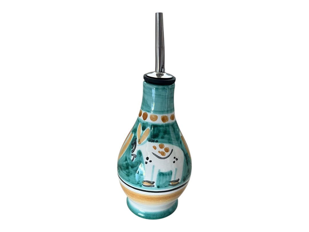 Ceramic Olive Oil Bottle | Vietri Pottery | Oil Decanter With Animal ...