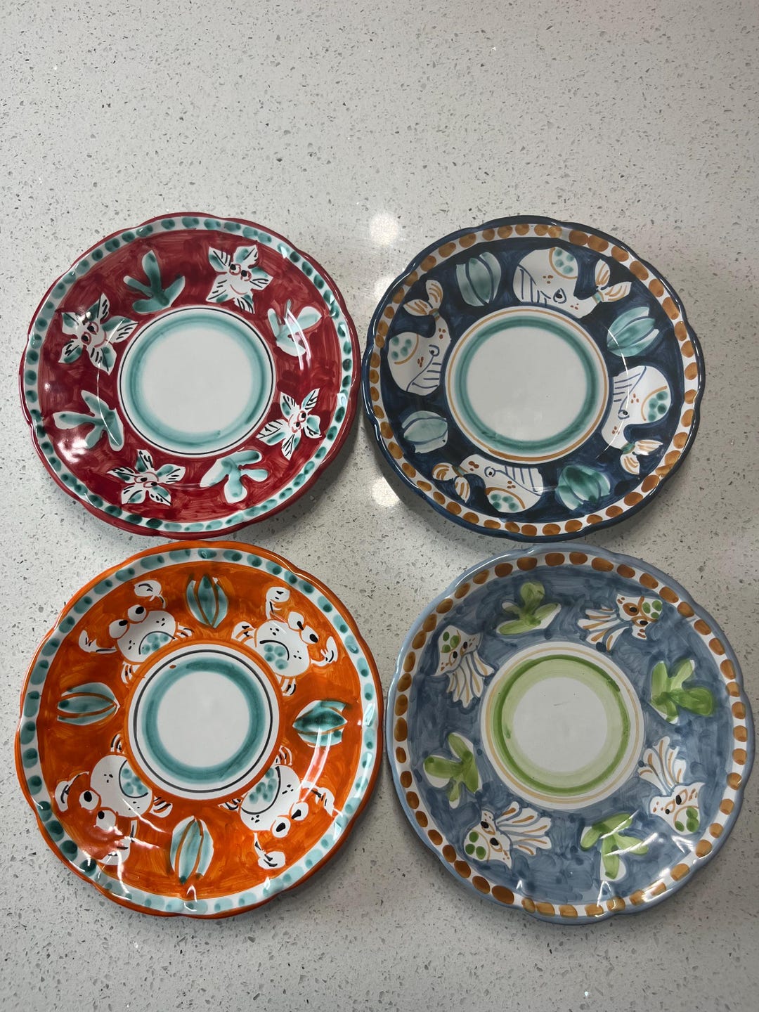 Ceramic Plates Set of 4 | Italian Tableware | Dinnerware Set | 8” Salad ...